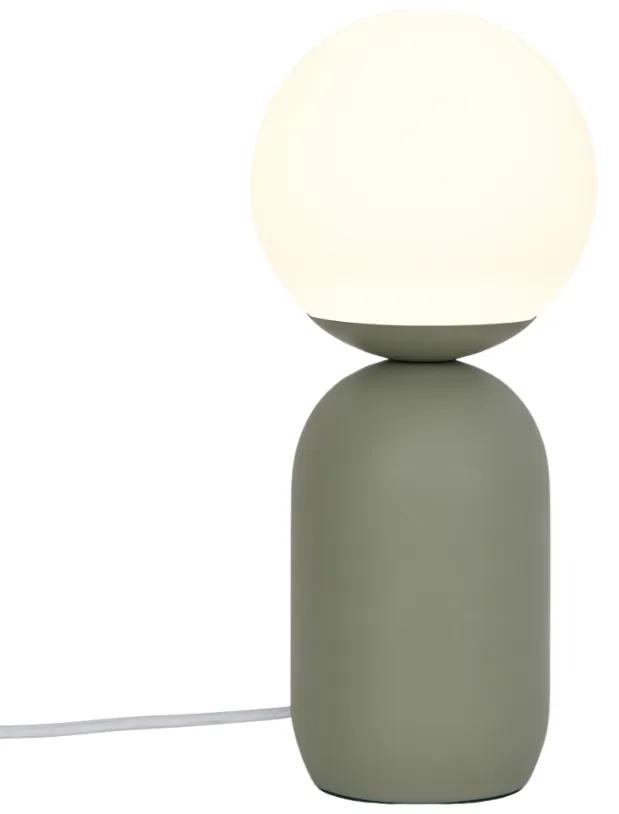 Nordlux Opálově bílá skleněná stolní lampa Notti se zelenou podstavou
