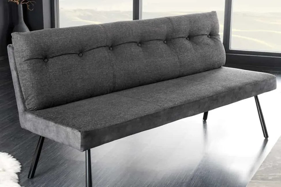 Designová čalouněná lavice s taštičkovými pružinami Avignon antracit 160cm
