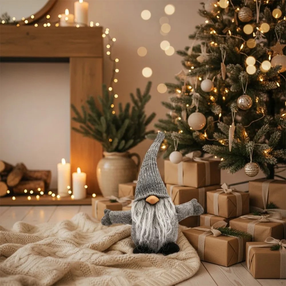 Vánoční skřítek ELF 045 - 35 cm šedý