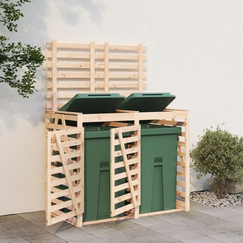 Úložný box na dvě popelnice masivní borové dřevo 3157685