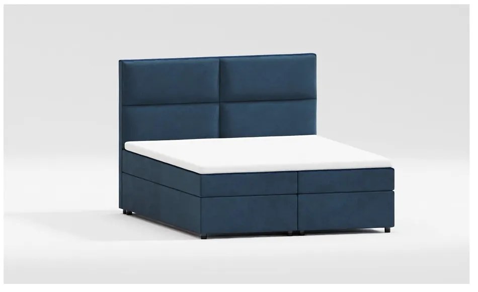 Tmavě modrá boxspring postel s úložným prostorem 180x200 cm Rico – Ropez