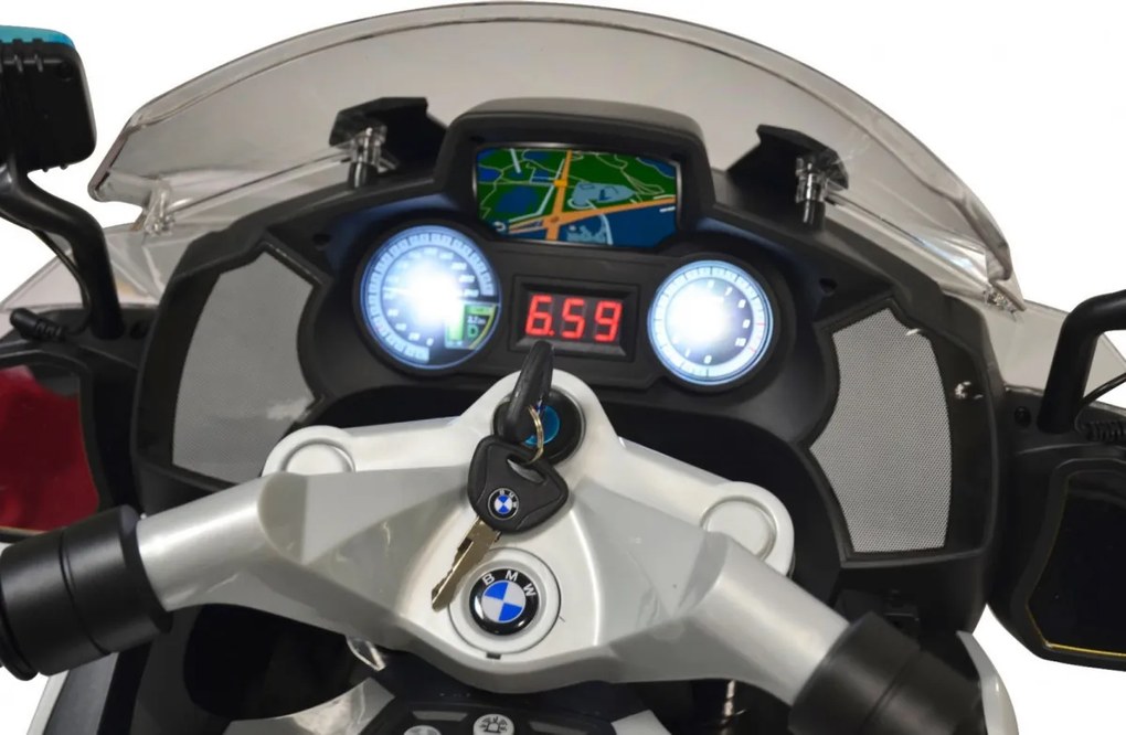 Ramiz Dětská elektrická policejní motorka BMW R1200RT + pomocná kolečka + zvuky + LED + EVA + pomalý start