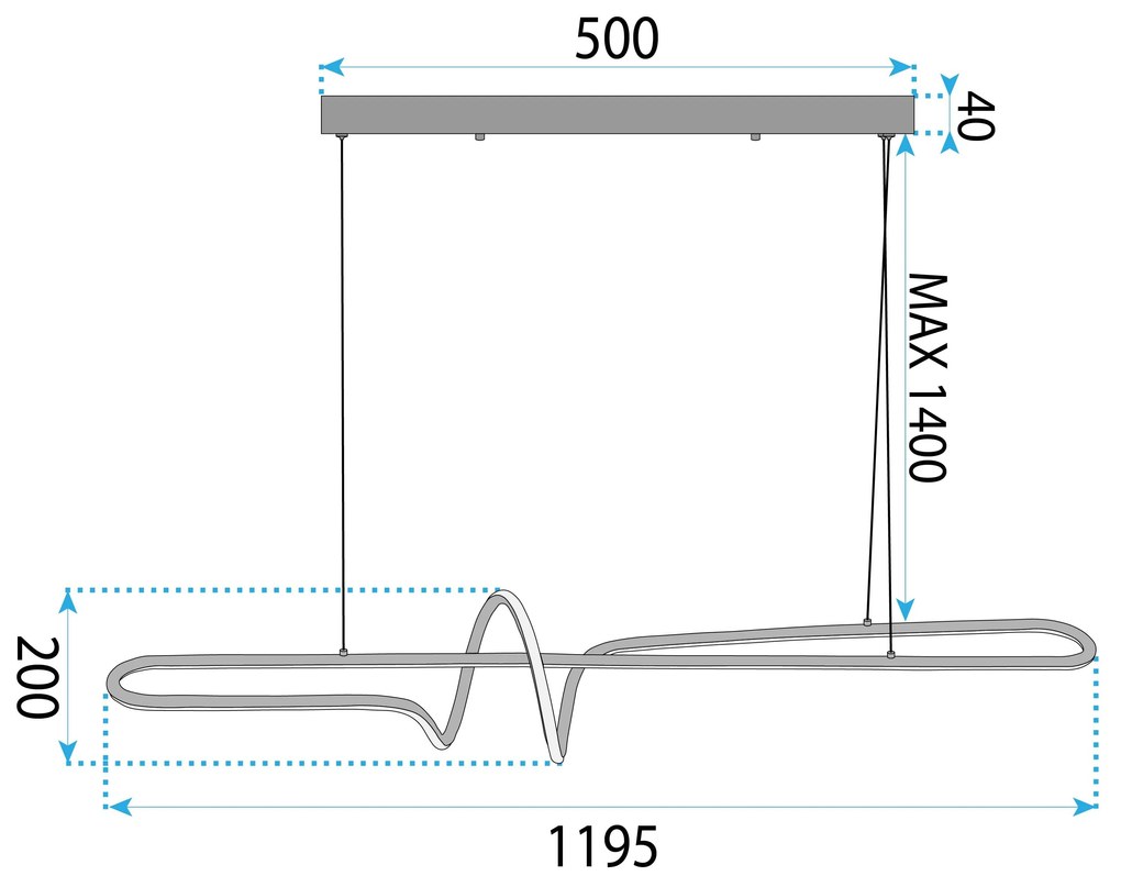 Toolight Toolight, LED závěsné osvětlení 118cm, 36W, 3000K, 3500lm, LHJ038-CP, zlatá matná, OSW-50049