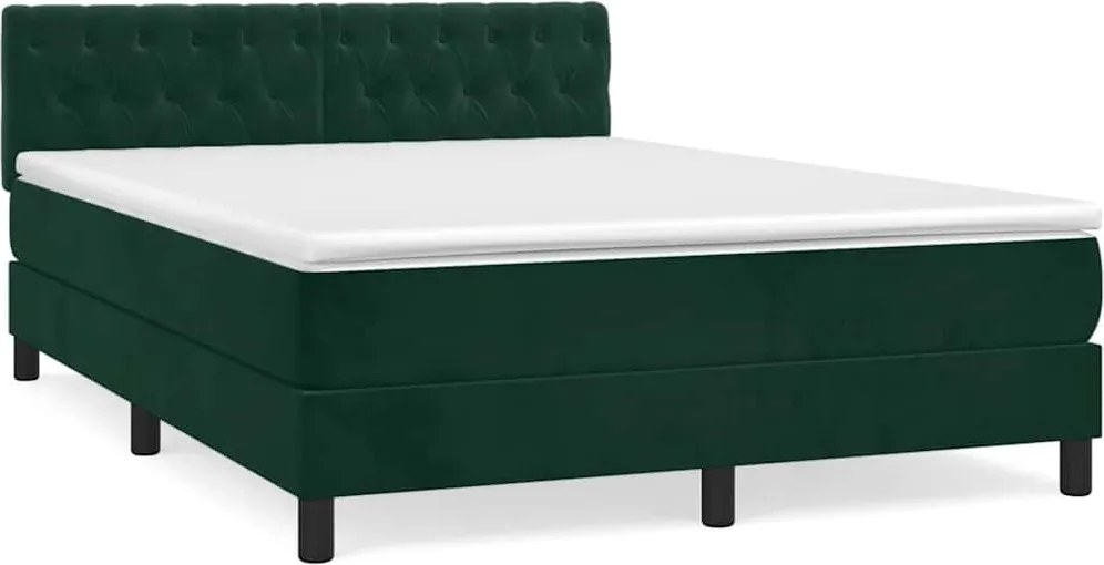 Box spring postel s matrací tmavě zelená 140x190 cm samet 3141482