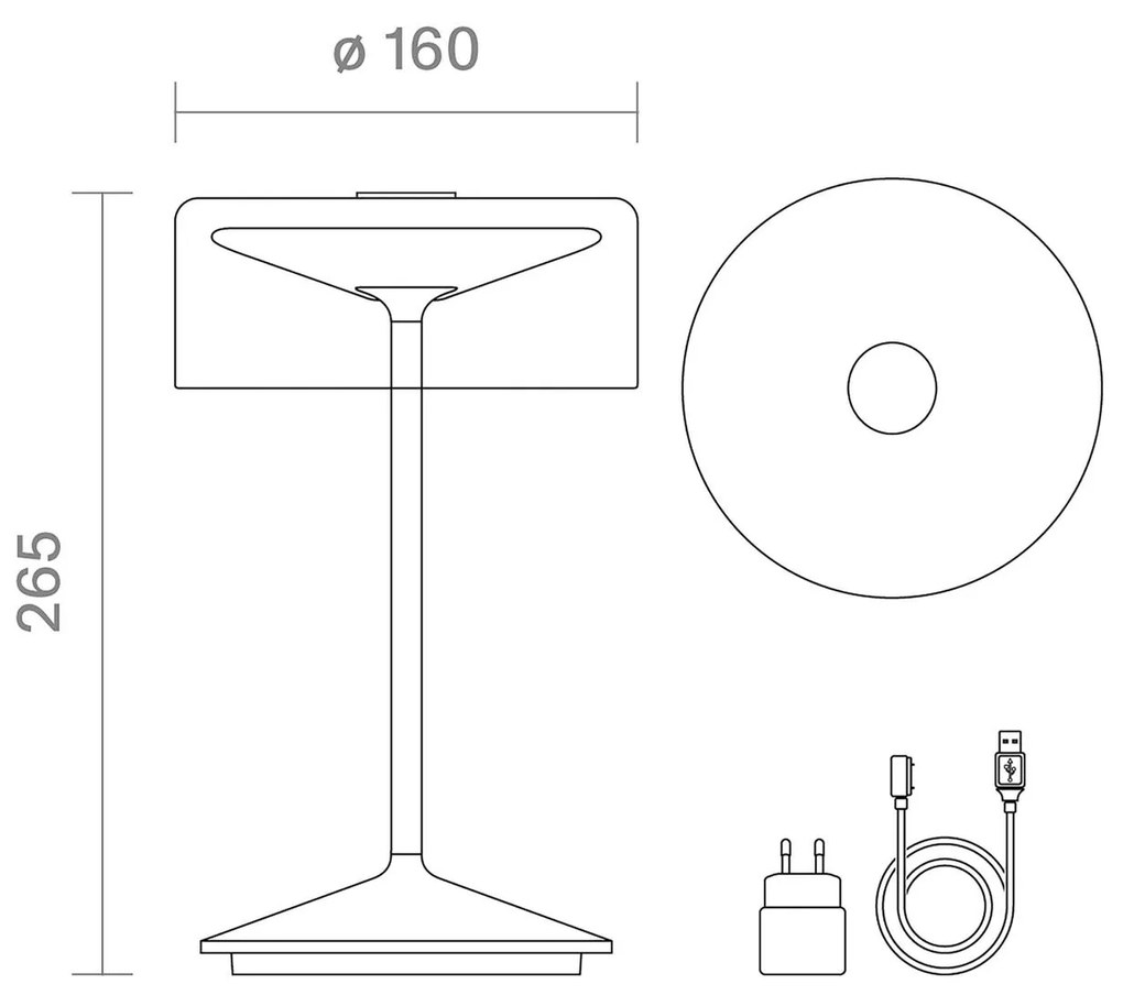 LED stolní lampa na baterie Numotion, IP54, zlatá