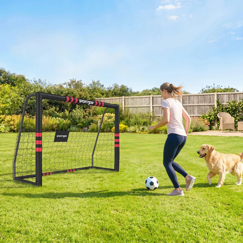 SPORTNOW Fotbalová branka do zahrady 1,8 x 1,2 m pro mládež a dospělé Robustní venkovní branka s brankovou sítí, polstrováním a zemními kotvami