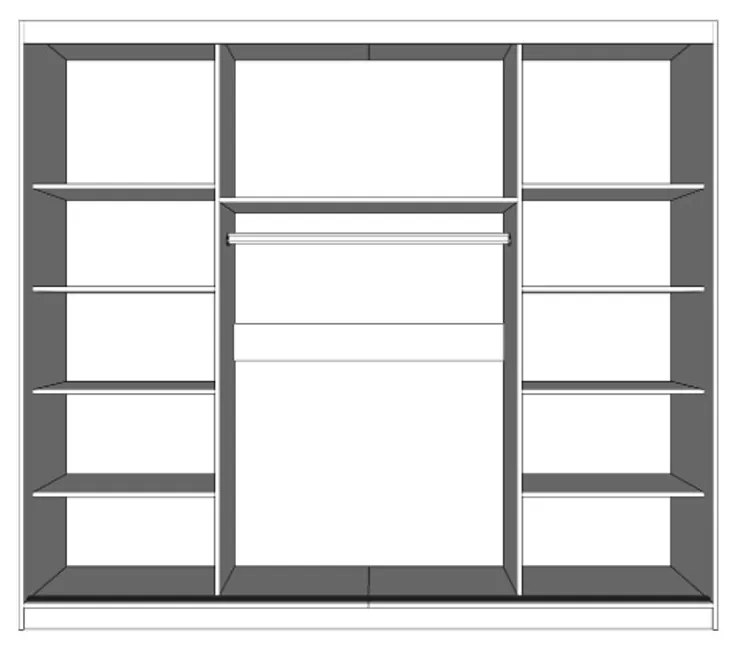 Idzczakmeble Šatní skříň ALBA II 250 cm - bílá - dub sonoma