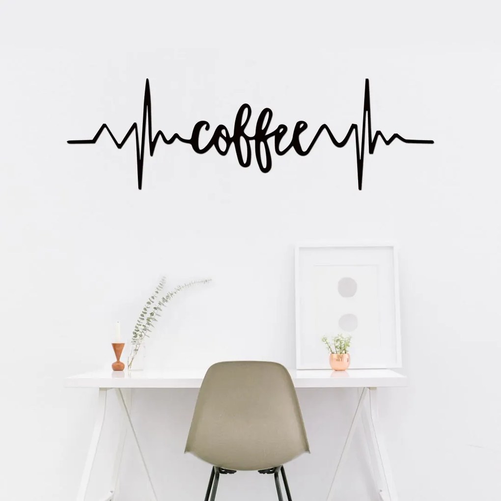 dřevo života Dřevěná dekorace COFFE PULSE Zvolte rozměr (cm): 40x12, Zvolte barvu dekoru: Bílá