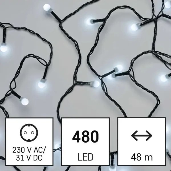 LED Venkovní vánoční řetěz 480xLED/8 funkcí 53m studená bílá IP44