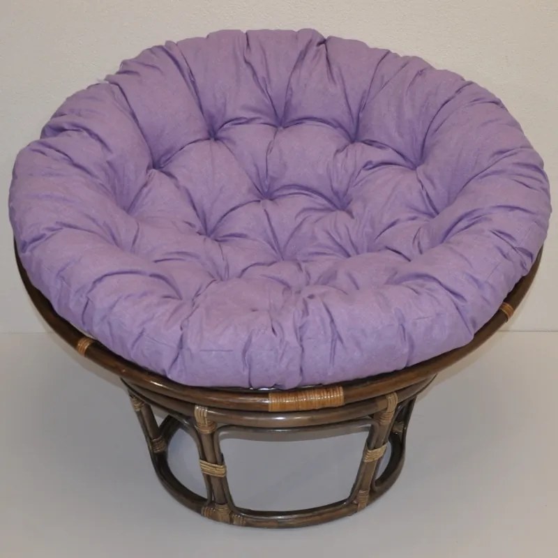Axin Trading Ratanový papasan 115 cm hnědý s polstrem Polstr: Fialový melír