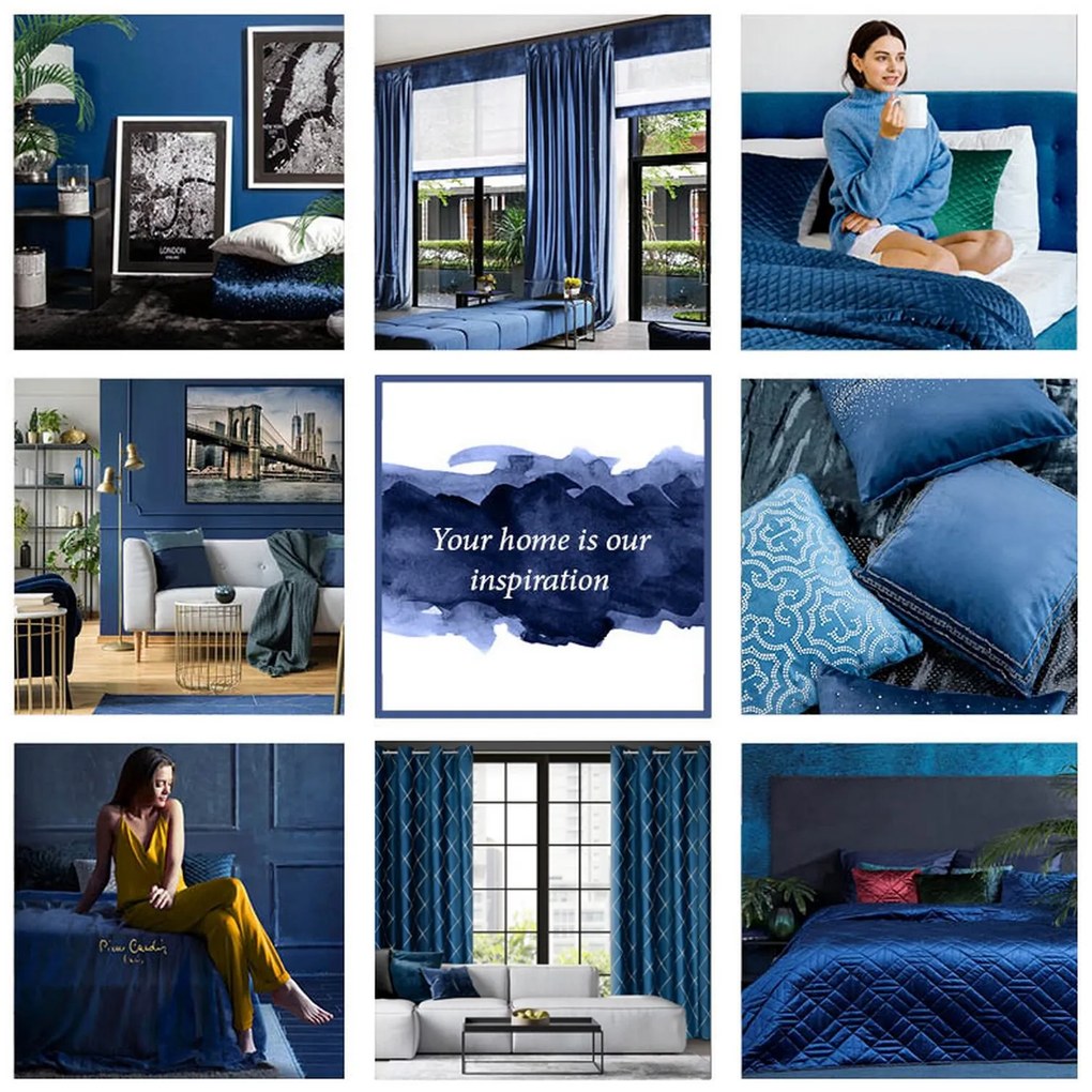 ZATEMŇOVACÍ ZÁVĚS NA KROUŽCÍCH PIERRE CARDIN MARGO 140X250 CM TMAVĚMODRÁ