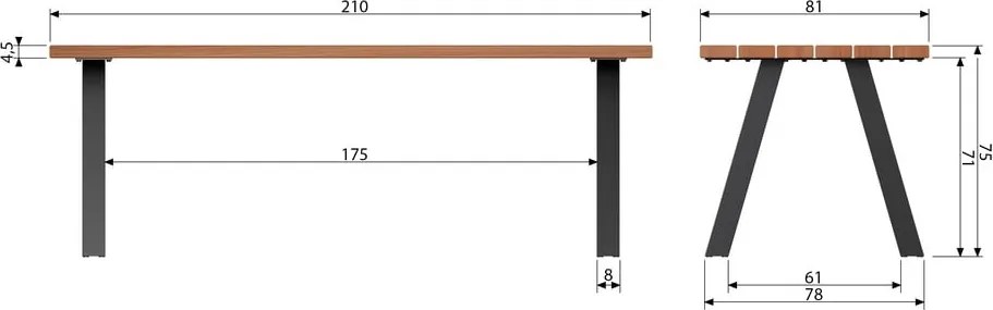 Zahradní jídelní stůl z masivního dřeva 81x210 cm Tablo – WOOOD