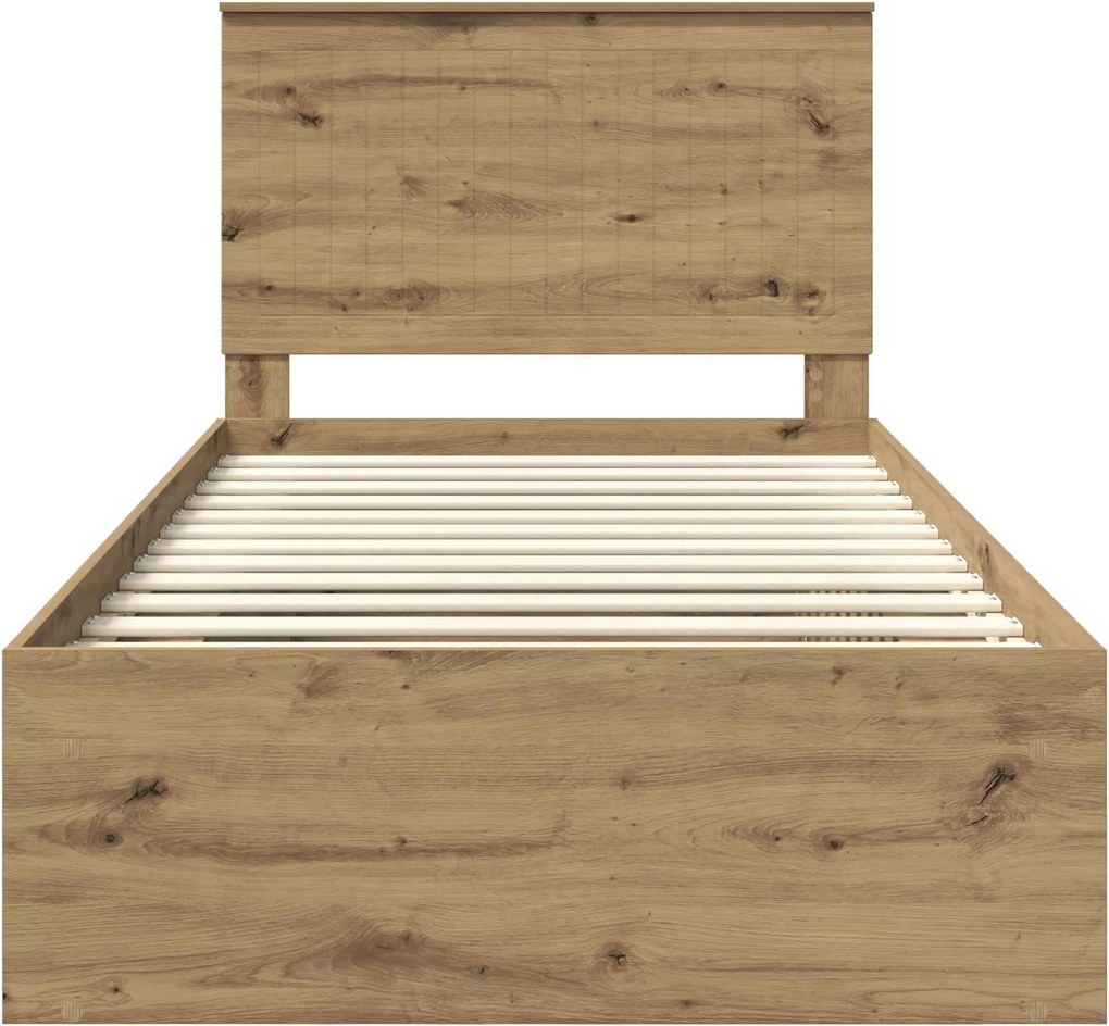 Rám postele Umělecký dub 100 x 200 cm Masivní borové dřevo 3411054