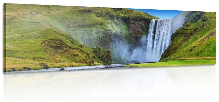 Obraz ikonický vodopád na Islandu - 150x50 cm