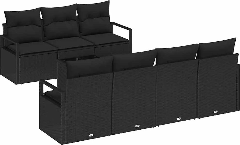 Set pohovek 8 ks 7-Počet míst Černá polyratan 3346293