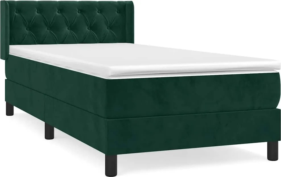 Box spring postel s matrací tmavě zelená 80 x 200 cm samet 3131108