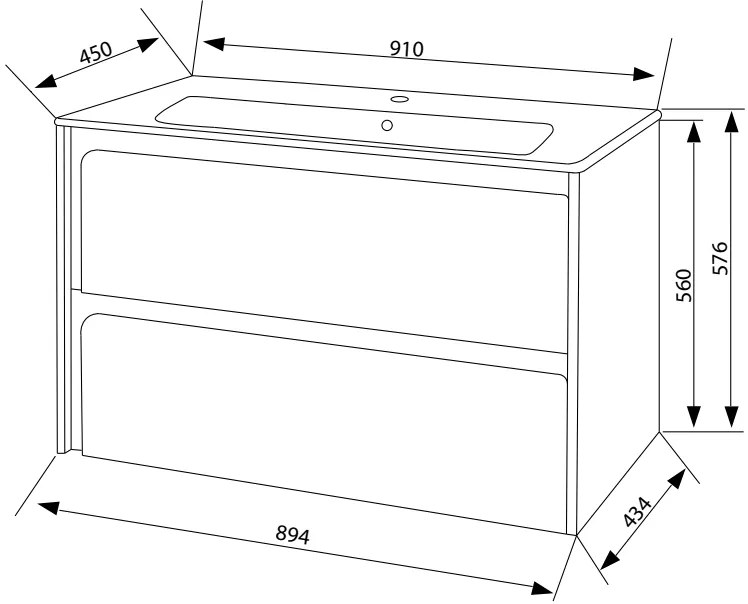 Lavedo Stella Grey 90 koupelnová skříňka s umyvadlem