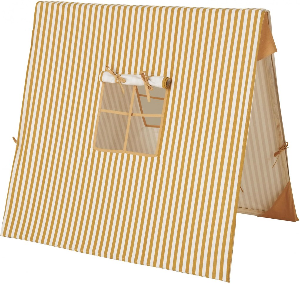 ferm LIVING Látkový dětský stan Stripe Mustard, žlutá barva, oranžová barva, textil