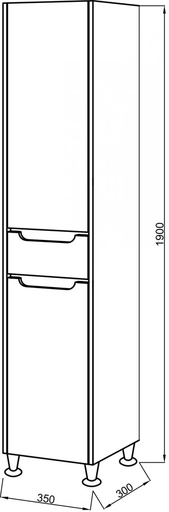 Lavedo Valencia grey 190 vysoká skříňka do koupelny Orientace: Pravá