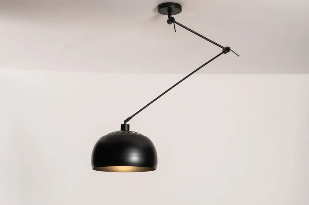 Závěsné černé designové svítidlo nad stůl Snap Light Monaco Black and Black