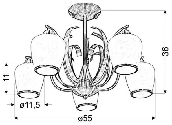 Lustr na tyči OPERA 5xE27/60W/230V