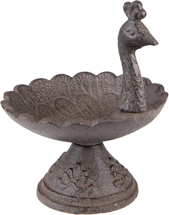 Litinové pítko pro ptáčky "Páv" - 16 cm