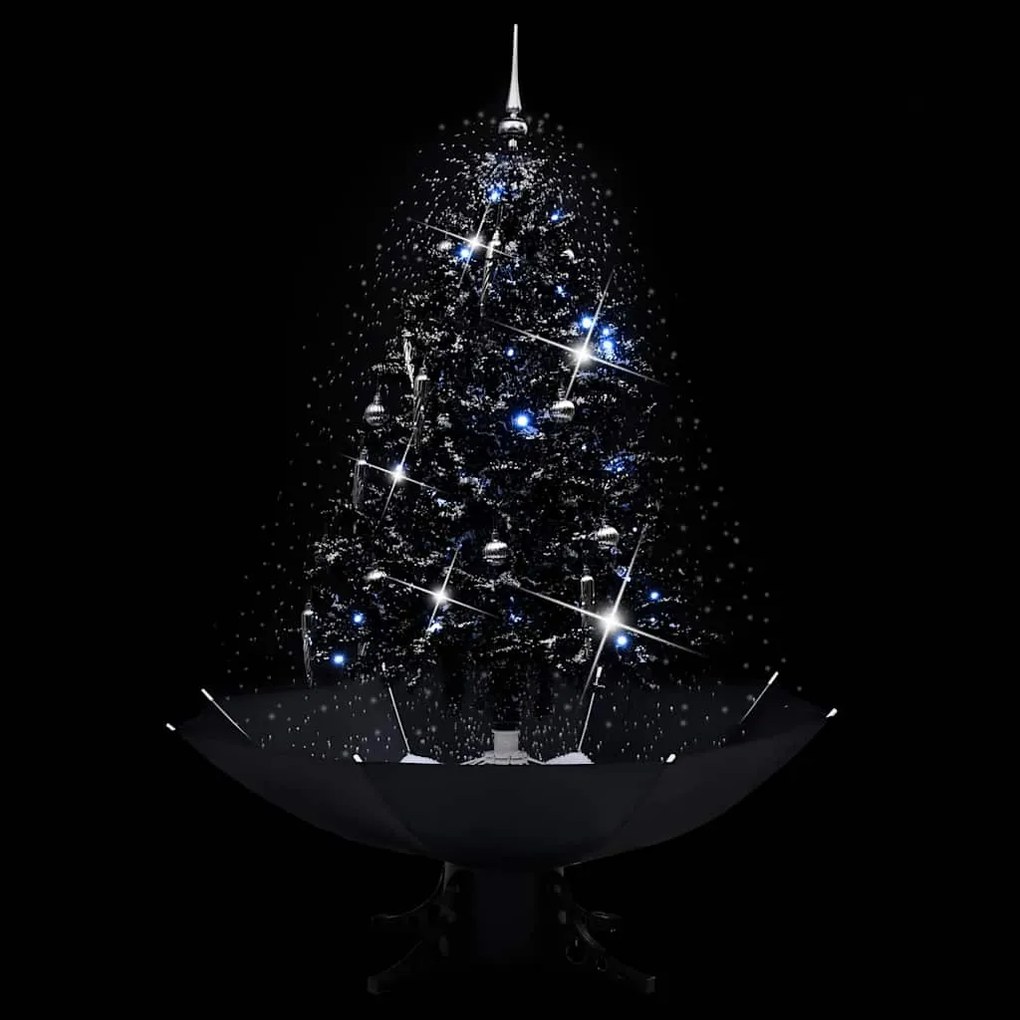 Sněžící vánoční stromek s deštníkovým stojanem černý 140 cm PVC 289932