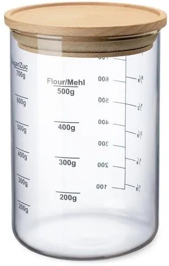 Simax zásobník se stupnicí a dřevěným víčkem 0,8 l