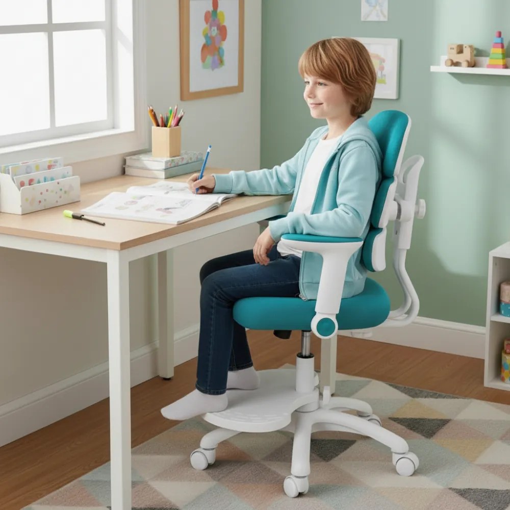Dětská rostoucí židle Neoseat KIDDY THREE — látka, pratelný potah, tyrkysová (rozbaleno)