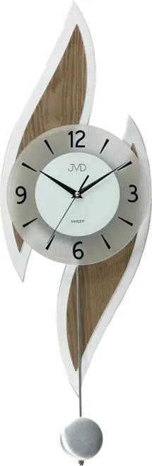 Kyvadlové designové dřevené nástěnné netikající tiché hodiny JVD NS18051/78