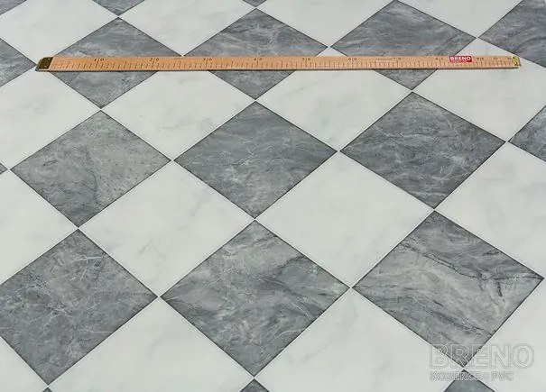 Breno PVC SMARTEX Holywell 097L - šedo-bílá dlažba, šíře 100 cm