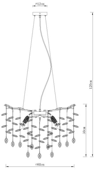 Globo 64138H1S - Lustr na lanku QUEENA 8xE14/40W/230V stříbrná