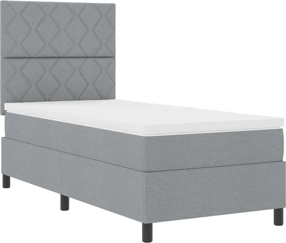 Postel s boxspringem s čelo Světle šedá 100 x 200 cm textil 3339441