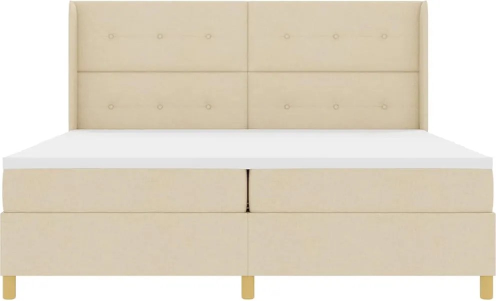 Postel s boxspringem s čelo Krémová 200 x 200 cm textil 3341859