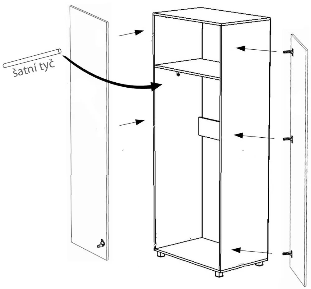 CALABRINI b | šatní skříň SZ2D | 80 cm | bílá lesk