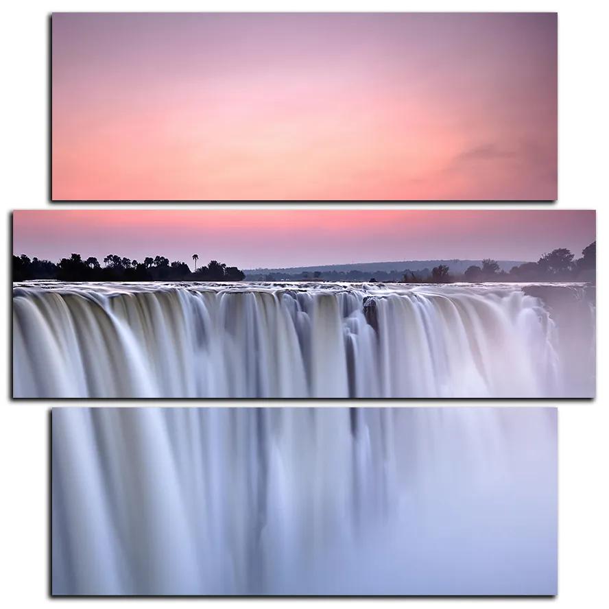 Obraz na plátně - Vodopád zbarvený západem slunce - čtverec 3227D (75x75 cm)
