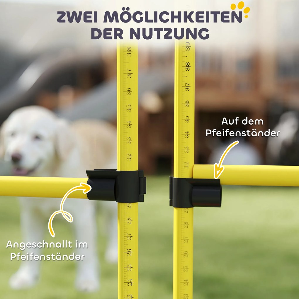 PawHut 4dílná sada agility pro psy se 4 překážkami a přepravní taškou pro trénink skákání, žlutá barva