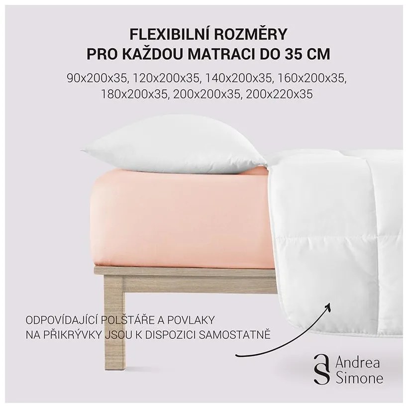 Andrea Simone Jersey Lycra prostěradlo Andrea Simone boxspring - Pudrová (Pale Dogwood 13-1404) 90 x 200