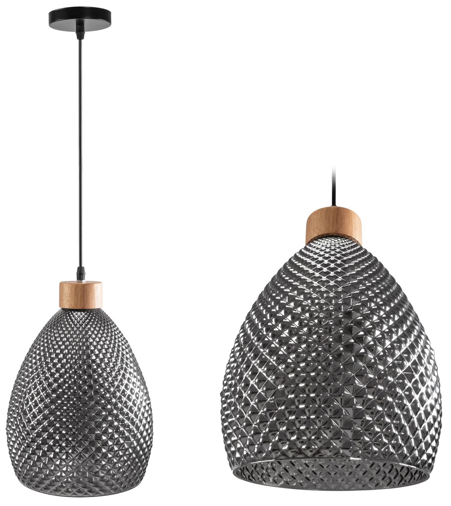 Toolight - Retro skleněná stropní lampa E27 60W APP897-1CP, černá, OSW-05697
