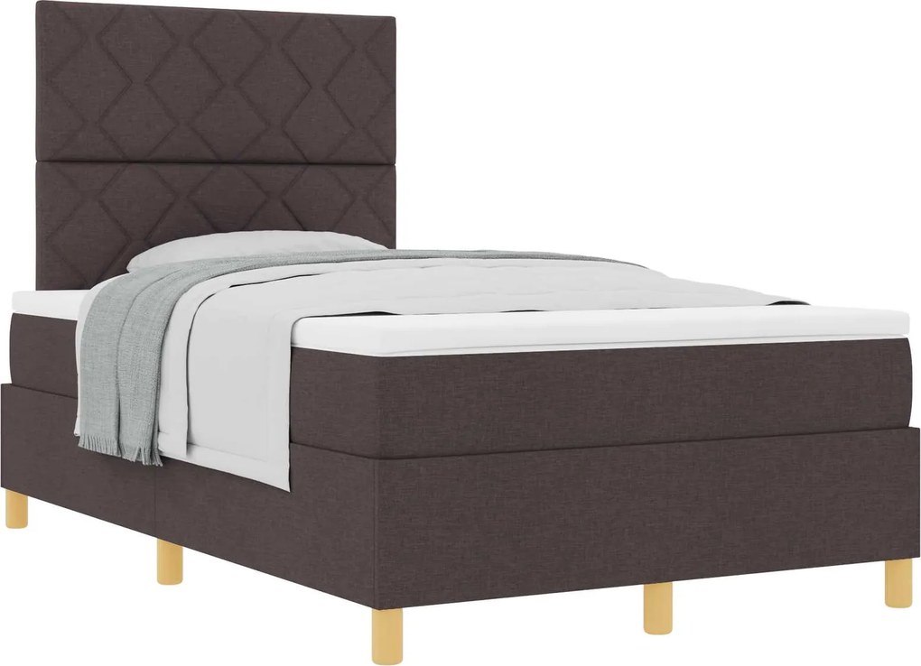Postel s boxspringem s čelo Tmavě hnědá 120 x 200 cm textil 3339689