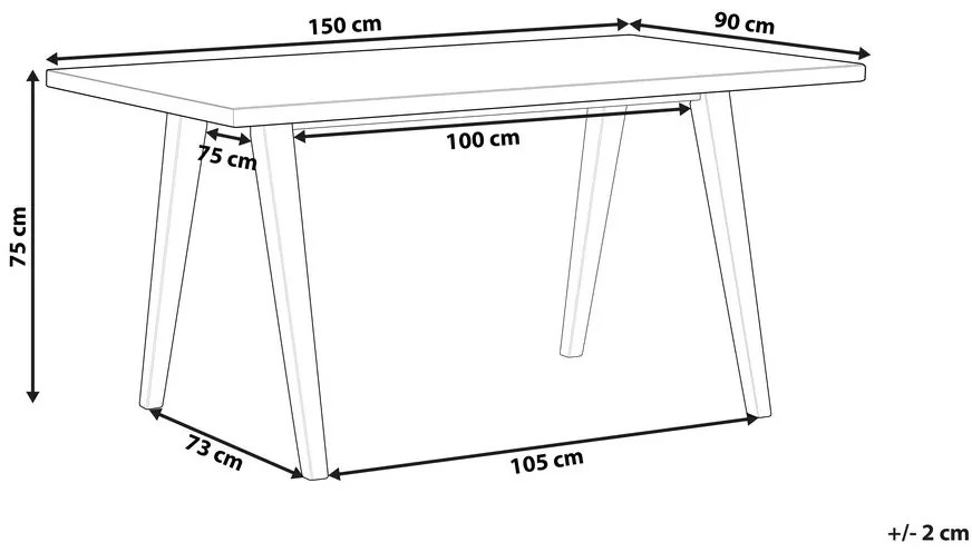 Jídelní stůl 150 x 90 cm světlé dřevo/ černý LENISTER Beliani