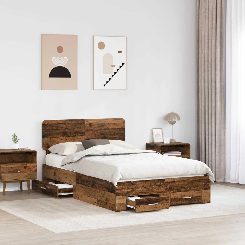 Rám postele s čelo Staré dřevo 120 x 190 cm Kompozitní dřevo 3412407