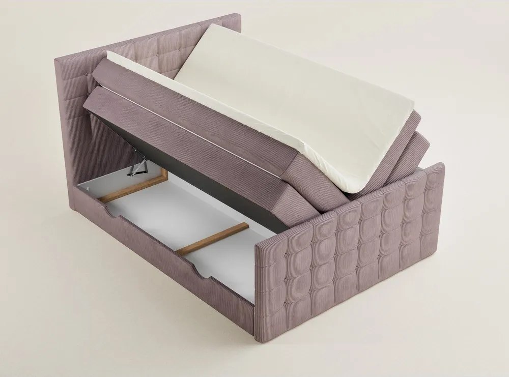 Fialová boxspring postel s úložným prostorem 200x200 cm Tasca – Maison de Rêve