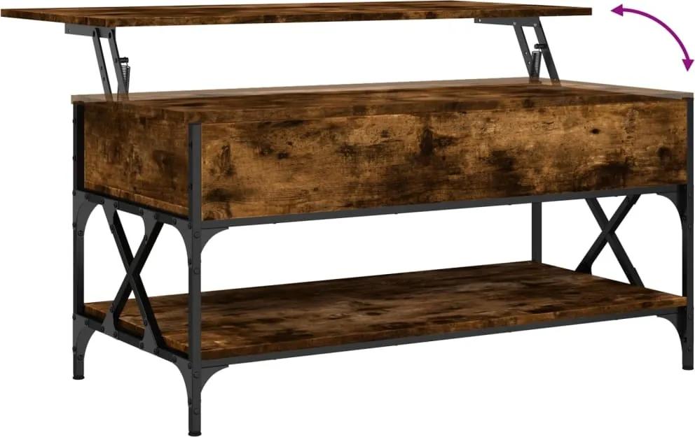 vidaXL Konferenční stolek 100x50x50 cm kompozitní dřevo a kov [845358] Barva: hnědý dub
