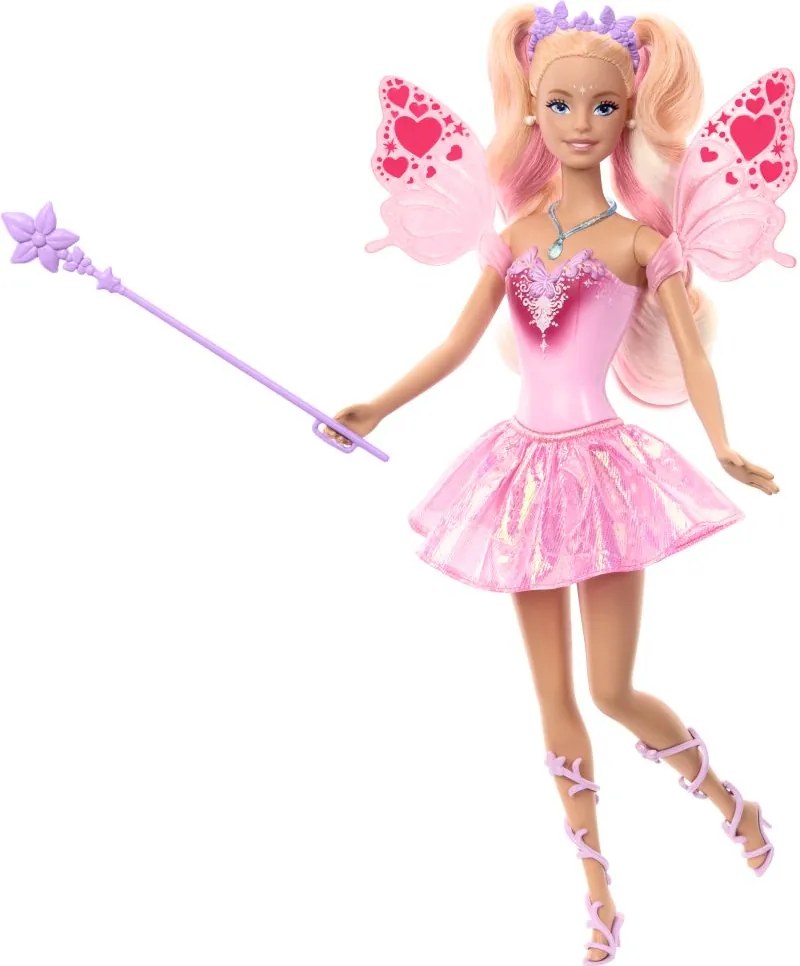 Barbie víla s barevnou proměnou v růžovém oblečku