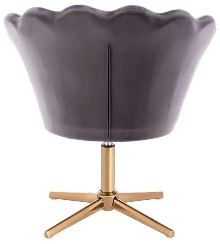LuxuryForm DESIGN Otočné křeslo FREY VELUR na zlatém kříži - tmavě šedé