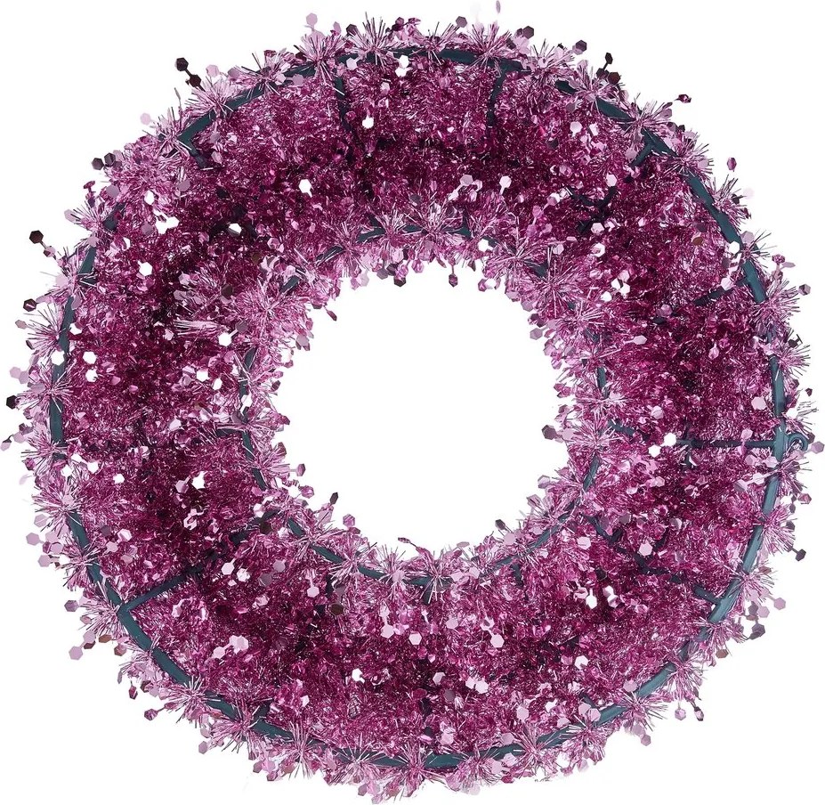 PINK TINSEL Věnec třpytivý 60 cm - růžová