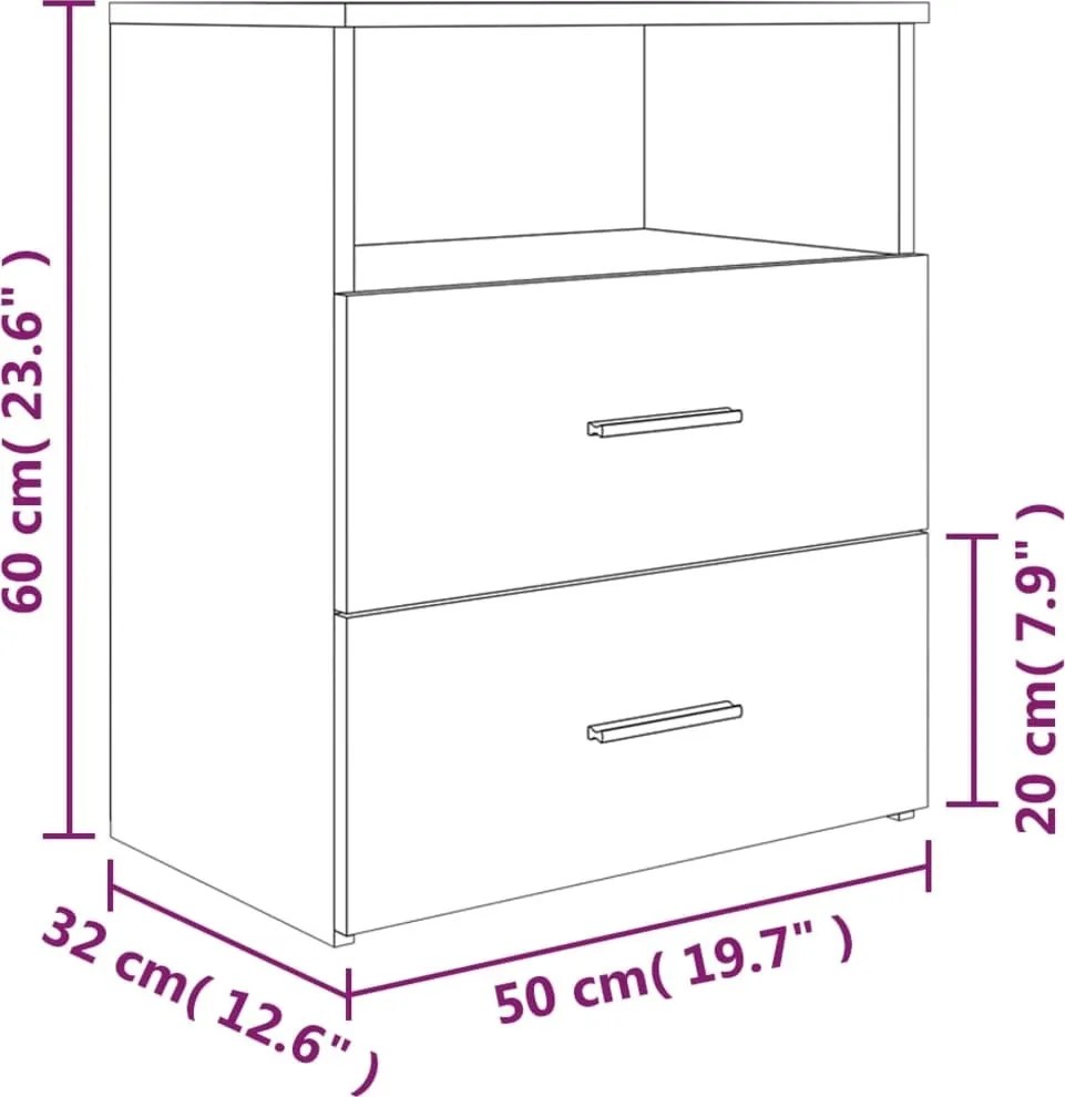 vidaXL Noční stolek 50 x 32 x 60 cm [803280] Barva: Černá