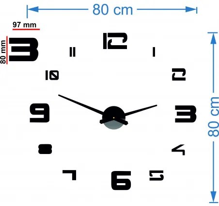 Nástěnné hodiny samolepicí velké Moderní hodiny | SENTOP 12P021 PLEXI 2D