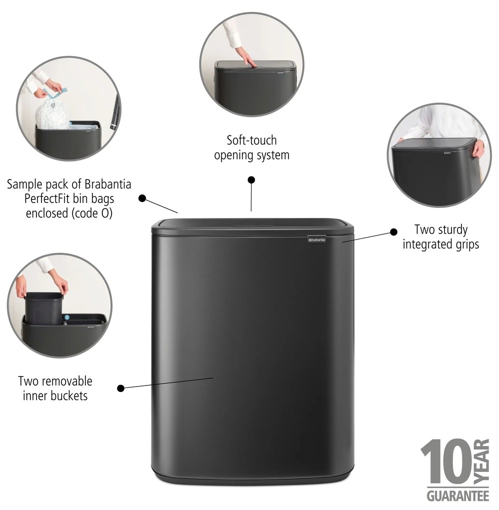 Brabantia BO Touch Bin 2x30L tmavě šedá